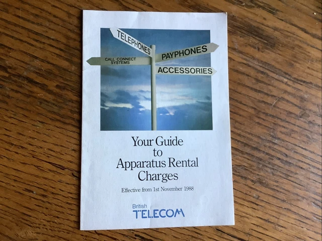 BRITISH TELECOM GUIDE To Apparatus Rental Charges Nov 1988 Vintage ...
