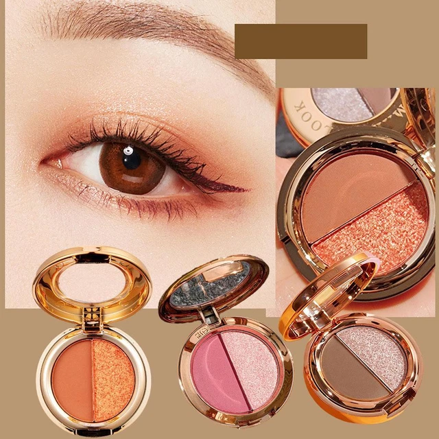 TWO-TONE EYESHADOW WITH Matte Sequin & Glitter Sweatproof Non-Powdering ...