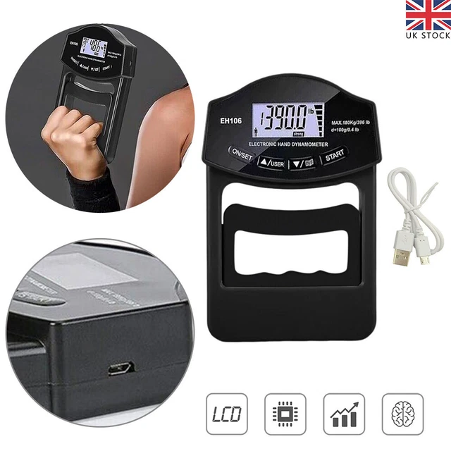 GRIP STRENGTH TESTER, 396Lbs/180Kg Digital Hand Dynamometer Grip ...