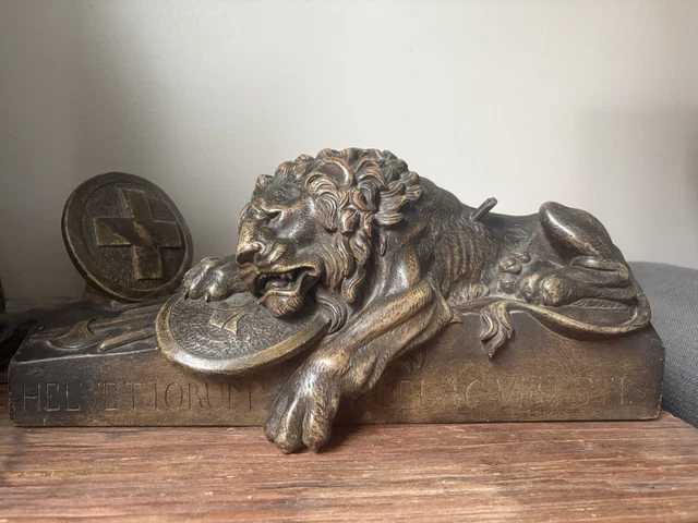 GRAND LION DE Lucerne Xix Bois Sculpte Style Foret Noire Suisse Lukas ...