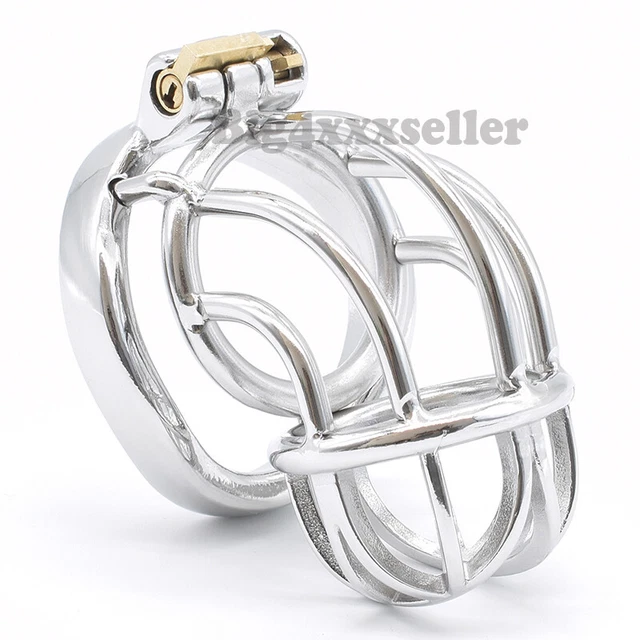 STAINLESS STEEL MALE Chastity Device Bird Lock Radian Ventilation Cage ...