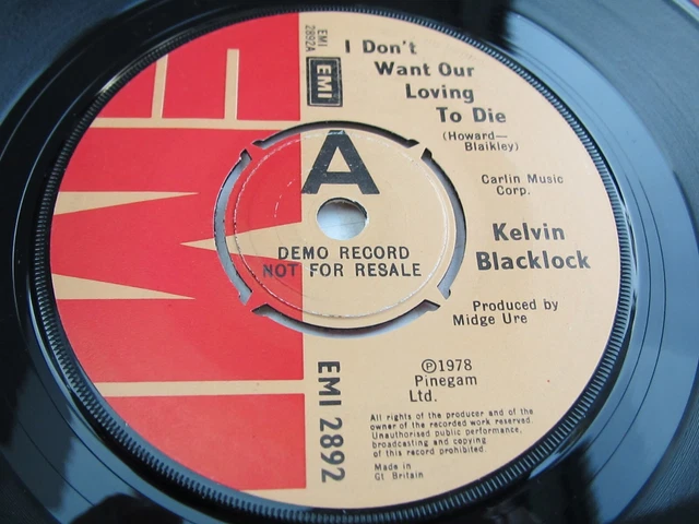 KEVIN BLACKLOCK I DON'T WANT OUR LOVING TO DIE 1978 UK 7" DÉMO PLAYS ...