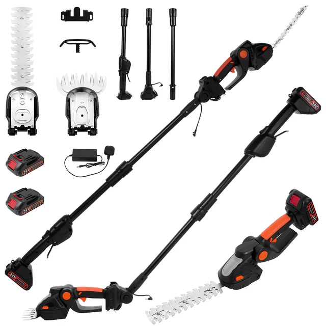GARDEN 24V CORDLESS Hedge Trimmer Long Reach Telescopic Extendable Pole ...