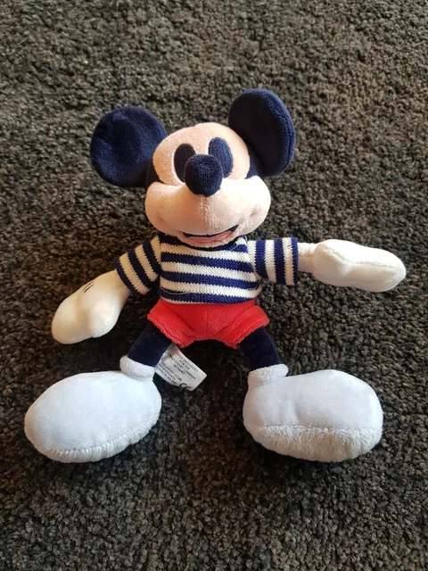 DISNEY EXCLUSIVE NAVY Blue Mickey Mouse Plush Soft Toy Stripe Jumper ...
