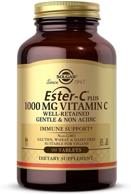 SOLGAR ESTER-C PLUS Vitamin C 1000mg 90 Capsules Food Supplement BBE ...