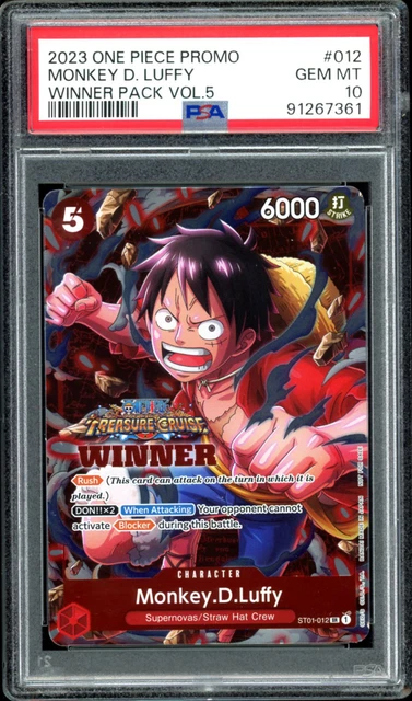 PSA 10 MONKEY D Luffy ST01-012 carte une pièce pack gagnant promo volume 5 2023 EUR 66,25 ...
