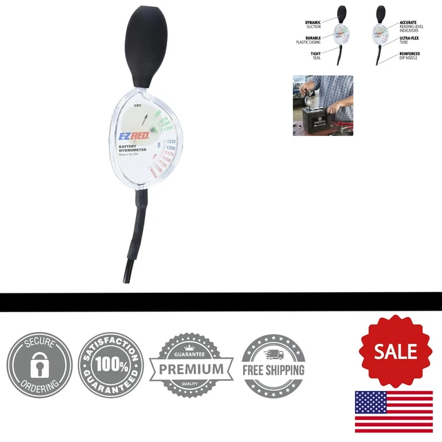 RUGGED BATTERY HYDROMETER - Hand Powered Specific Gravity Tester for ...