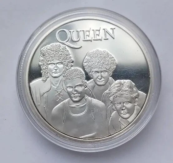 QUEEN SILVER COIN Freddie Mercury Bohemian Rhapsody 70s 80s Rock Music ...