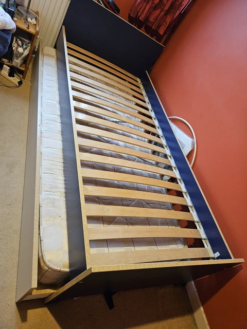 IKEA BLUE Single bed frame with single pullout bed underneath and 2 ...