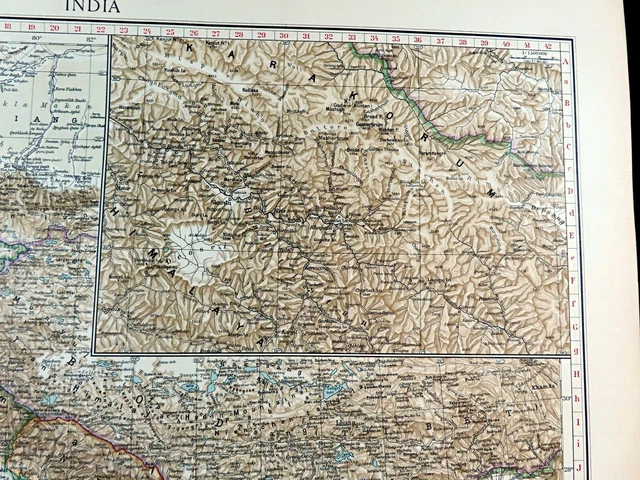 ITALIAN MAP OF India Calcutta Bombay Hyderabad Indian Regions LARGE ...