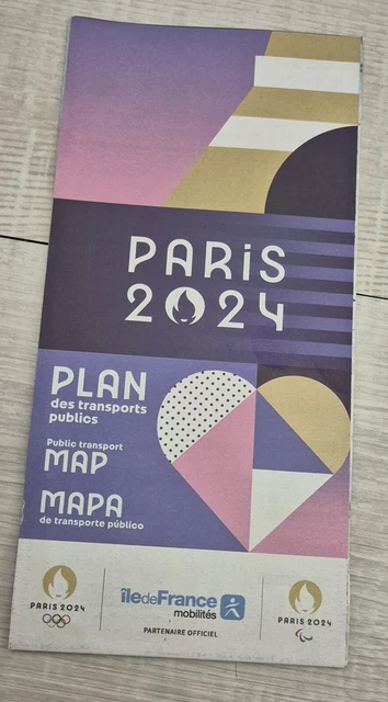 PARIS METRO PLAN 2024 Olympic Games Transport Map City $14.35 - PicClick CA