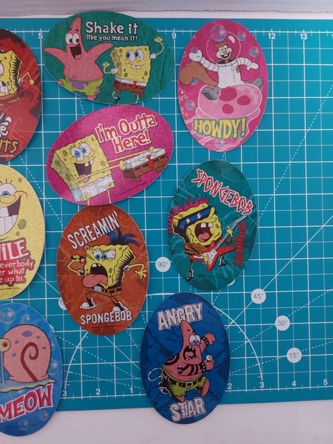 VINTAGE SPONGEBOB SERIES 5 Complete Set-12 Prismatic Stickers Vending ...