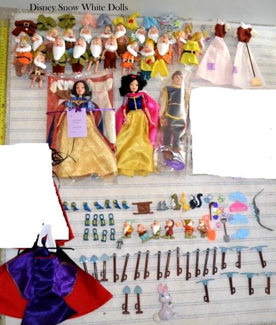 DISNEY STORE SNOW White Dolls Prince Florian Seven Dwarfs Evil Queen ...