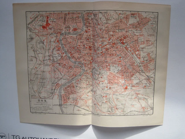 ALTE LANDKARTE/STADTPLAN &ROM und UMGEBUNG von ROM" + Namen-Register ...