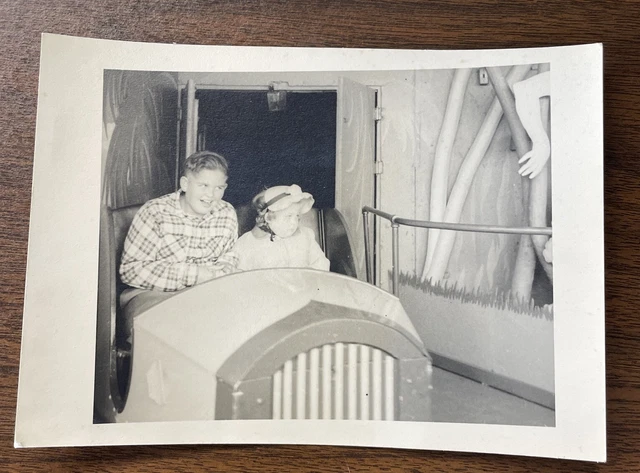 RARE VINTAGE AMUSEMENT Park Roller Coaster Ride Photo Boy Girl Bonnet ...