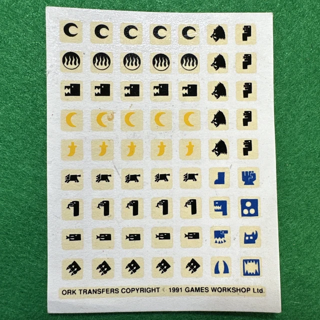 WARHAMMER 40K ORKS Ork Rogue Trader Era Transfers Sheet Decal Games ...