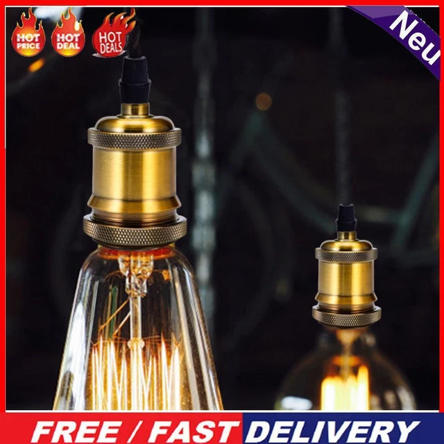 PENDANT LIGHT HOLDER E27 Screw Hanging Lamp Holder for Home Decor (Gold ...