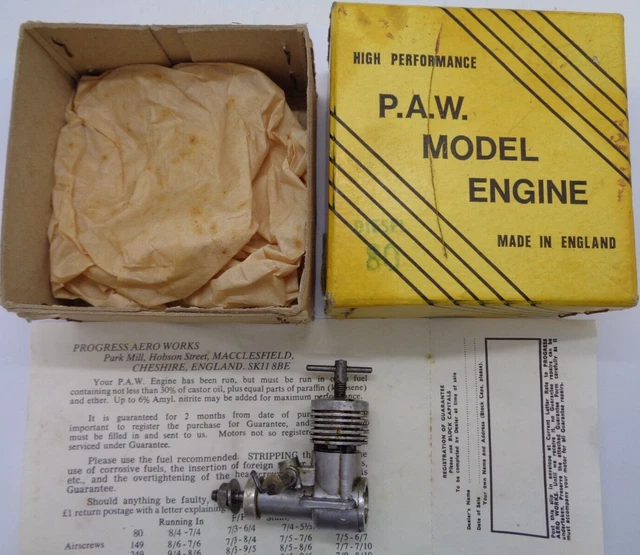 P.A.W .80CC DIESEL engine good condition with original box collectable ...