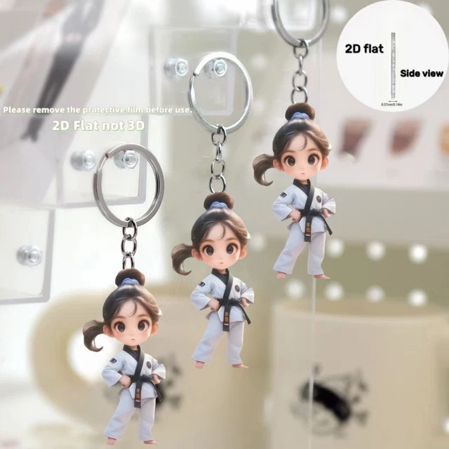 2D MINI KUNGFU girl karate slay flat acrylic keychain Ornament keyring ...
