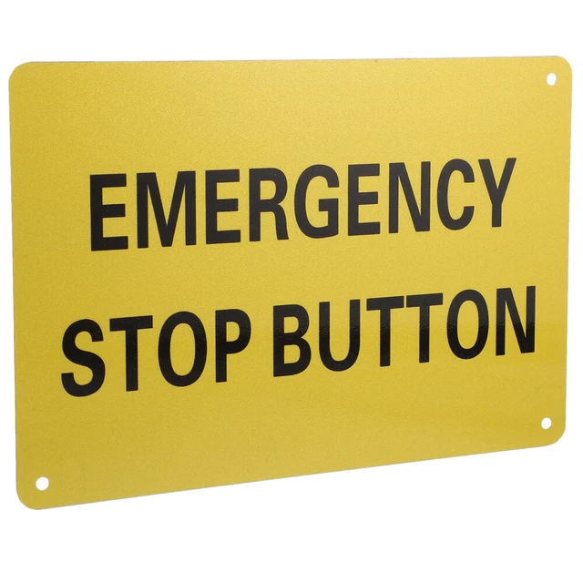 EMERGENCY STOP WARNING Sign Machinery Notice Stainless Steel £7.97 ...