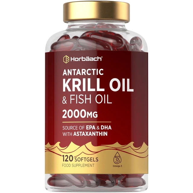 ANTARCTIC KRILL OIL Capsules 2000mg 120 Softgels High Strength Blend ...