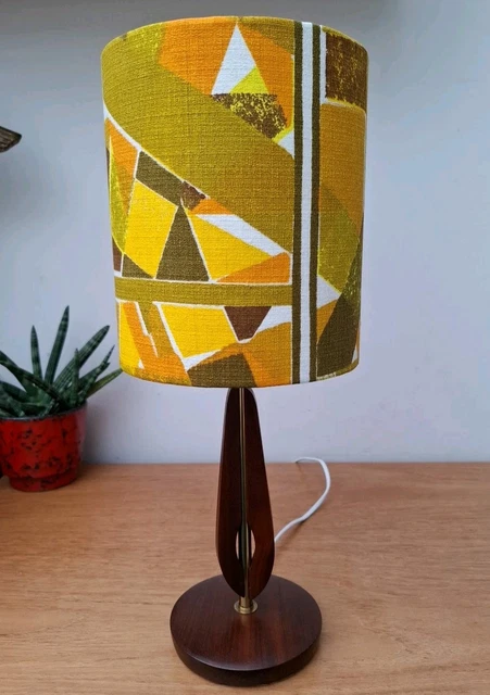 VINTAGE MID CENTURY 50s 60s 70s Teak Wood Brass Table Lamp Handmade ...