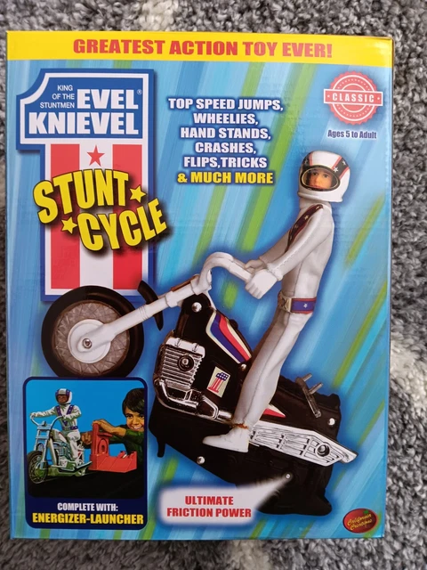 EVEL KNIEVEL STUNT Cycle Toy-Wind Up Energizer Launcher-Trail Bike ...