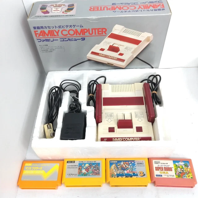 NINTENDO FAMICOM IN box Japanese original Console 4 games Super Mario ...