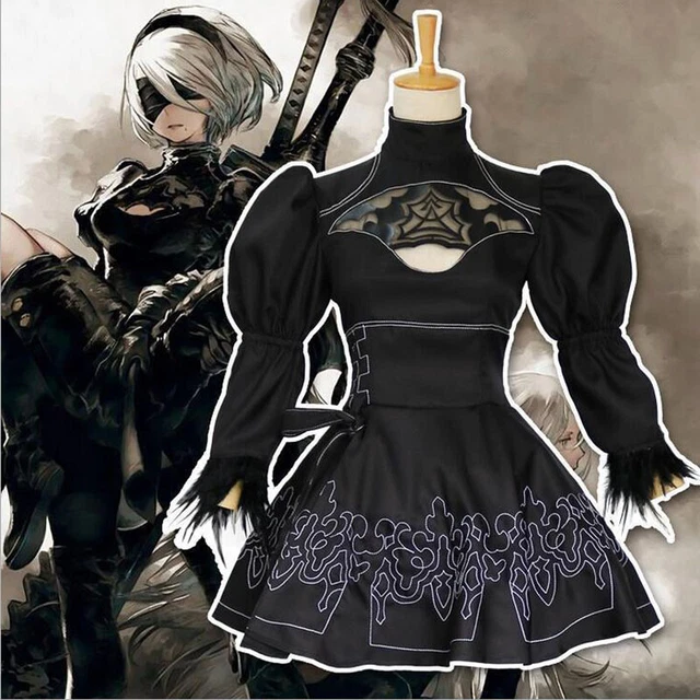 2B COSPLAY NIER Automata Outfit Game Full Costume Glove Hairband Wig ...