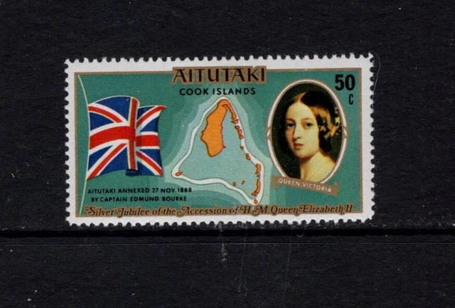 AITUTAKI 1977 MAP OF AITUTAKI, QUEEN VICTORIA, BRITISH FLAG MNH SG 227 ...