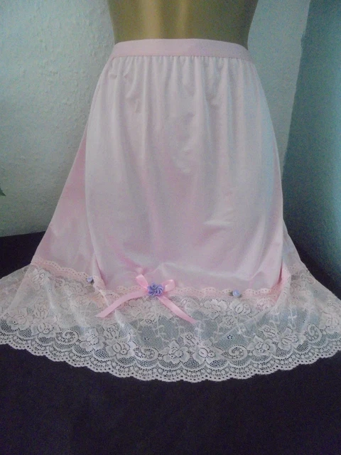 STUNNING SILKY rose pink vtg style half slip cd/tv 30 - 44 BNWOT sissy ...