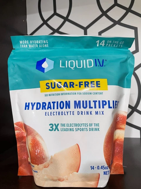 SUGAR-FREE LIQUID IV Hydration/Electrolyte White Peach 14 Stick Packs ...