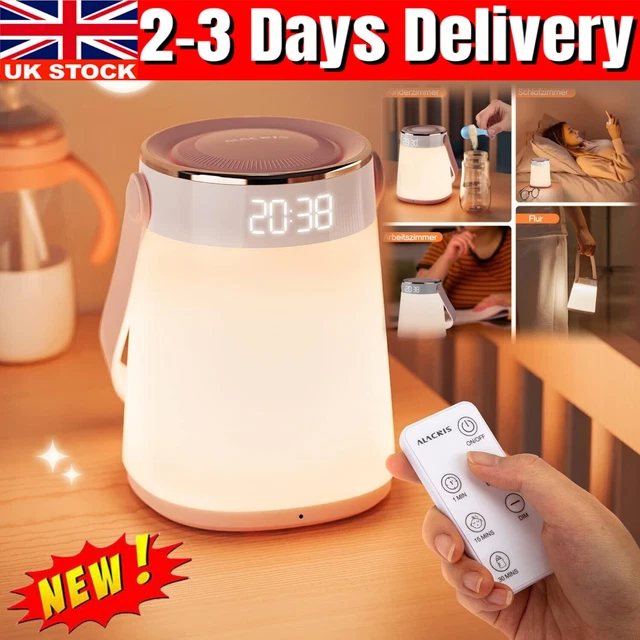 NIGHT LIGHT W/ALARM Clock Temperature Sensor Timing Function Remote ...