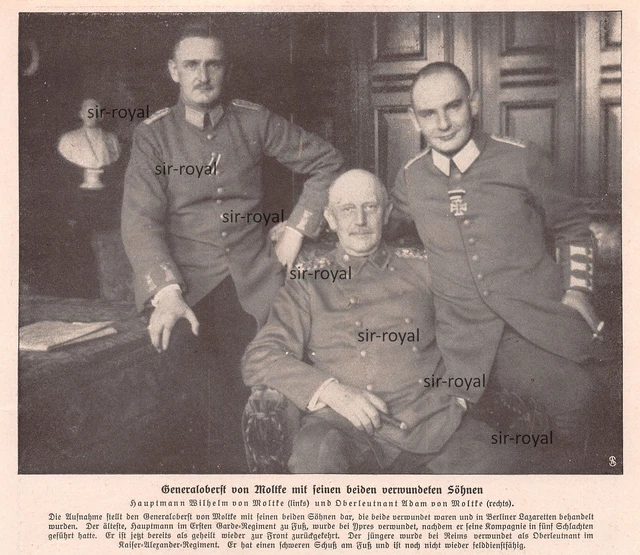 COLONEL GENERAL VON Moltke with his sons Wilhelm + Adam - WW1 - 1915 ...