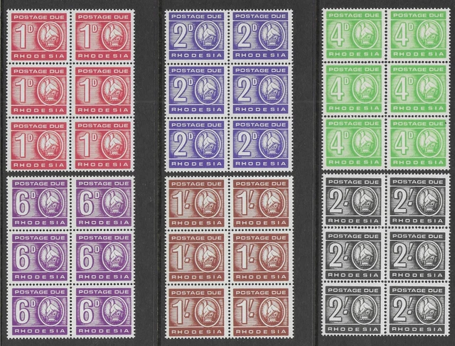 RHODESIA 1966 POSTAGE Dues Set in Blocks of 6 VF MNH SG D12/D17 £9.10 - PicClick UK