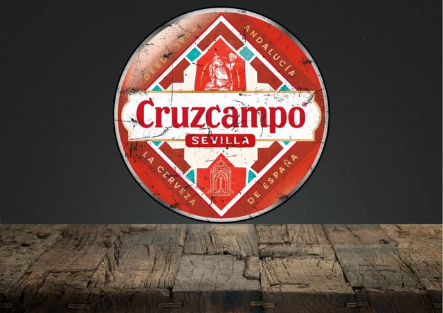 CRUZCAMPO 12& ROUND wooden, beer sign/Plaque, Mancave,beer Hut, Home ...