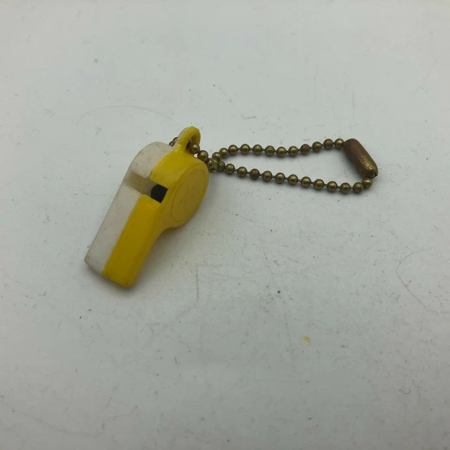 WHISTLE FOB KEYCHAIN Yellow White Toy Plastic Mini Star Vintage Tested ...