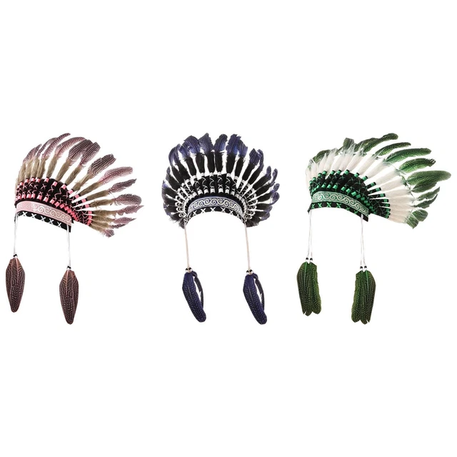 FEATHER HEADDRESS PHOTO Props Native American for Dance Stage ...