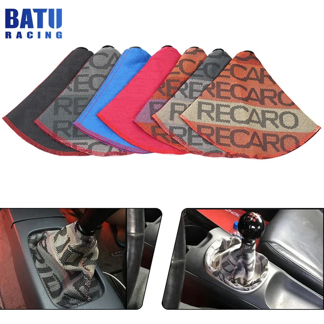 JDM RED STITCHES Recaro Racing Hyper Fabric Shift Knob Shifter Boot ...