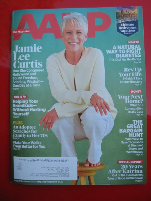 AARP MAGAZINE JAMIE LEE CURTIS August Sept 2025 Diabetes 20 Yrs after ...