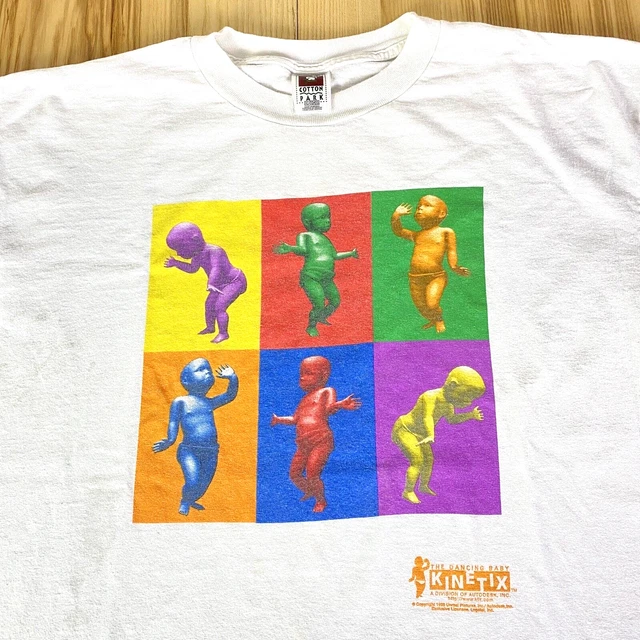 VINTAGE 90S DANCING Baby Kinetix Warhol Grid Print Mens XL White T ...