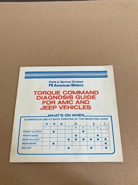 VINTAGE AMC JEEP Torque Command Diagnosis Chart Dealership Service ...