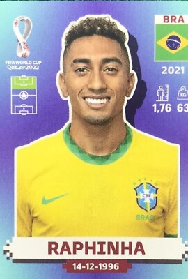 PANINI. QATAR 2022 World Cup. Raphinha Brazil. Number 18. Sticker £5.16 ...