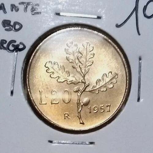20 LIRE 1957 Gambo del 7 +Long(2) FDC-UNCIRCULATED SEALED RARE BUY NOW ...