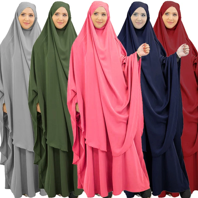RAMADAN MUSLIM WOMEN Overhead Khimar Hijab Prayer Dress Robe Burqa Arab ...