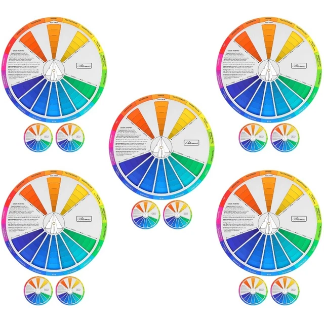 5 PCS COLOR Palette Colour Wheel Chart Wheels for The Artist Harmony ...