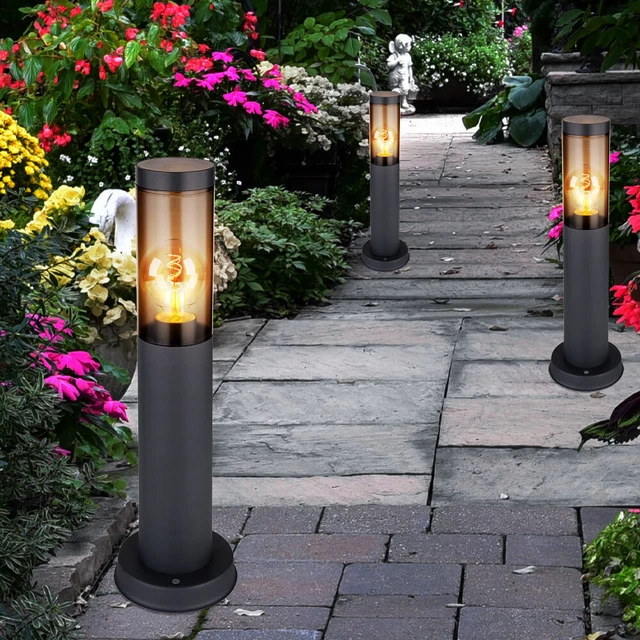 LUCE PER ESTERNI con Piedistallo Piantana Lampione E27 Fumo Antracite ...