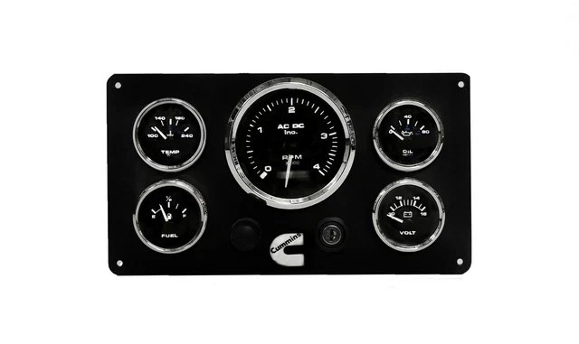 CUMMINS MARINE ENGINE Instrument Panel Pre-wired - 5 Gauges Black ...