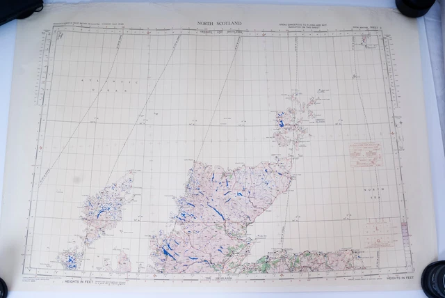 ORIGINAL OS WWII RAF WAR paper map of North Scotland dated 1944 GSGS ...