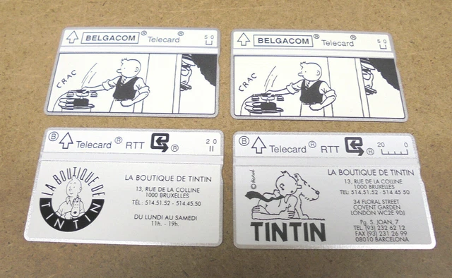 HERGE - TINTIN - 4 Cartes Telephoniques - Boutique Tintin / Belgacom ...